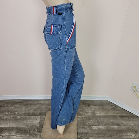Wrangler | Jeans | Vintage 97s Wrangler Jeans Wide Legflare Red White And Blue Striped Trim ...